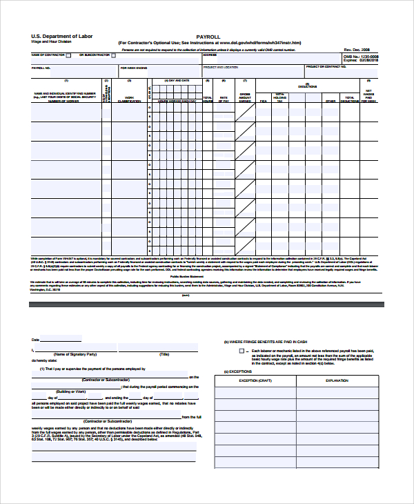 FREE 8 Sample Payroll Report Templates In MS Word PDF