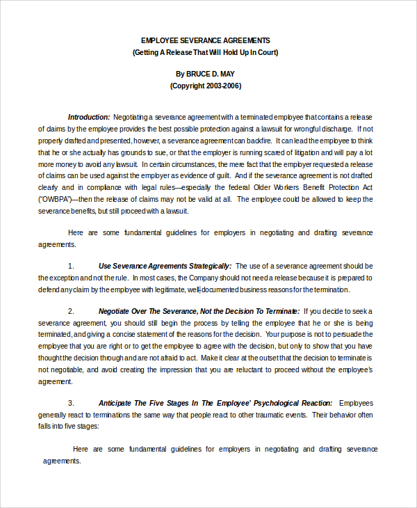 Separation Agreement Template Word