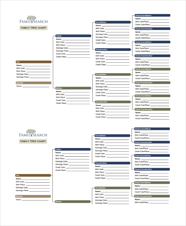 Printable Family Tree Chart Template