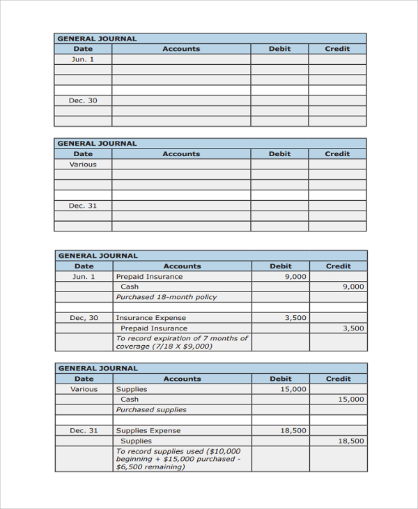 Blank Accounting Worksheet Template