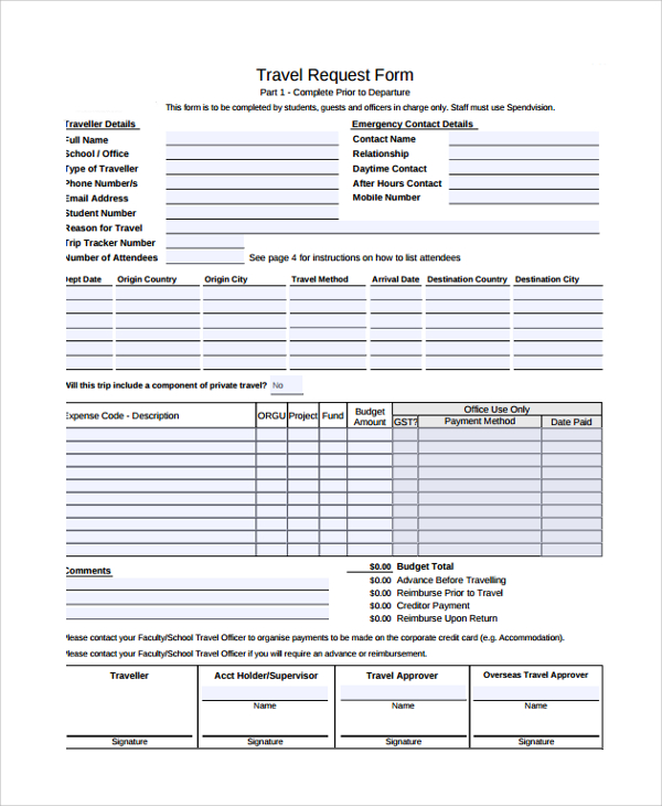 FREE 9 Sample Travel Request Forms In PDF MS Word FREE 9 Sample Travel Request Forms In PDF MS Word