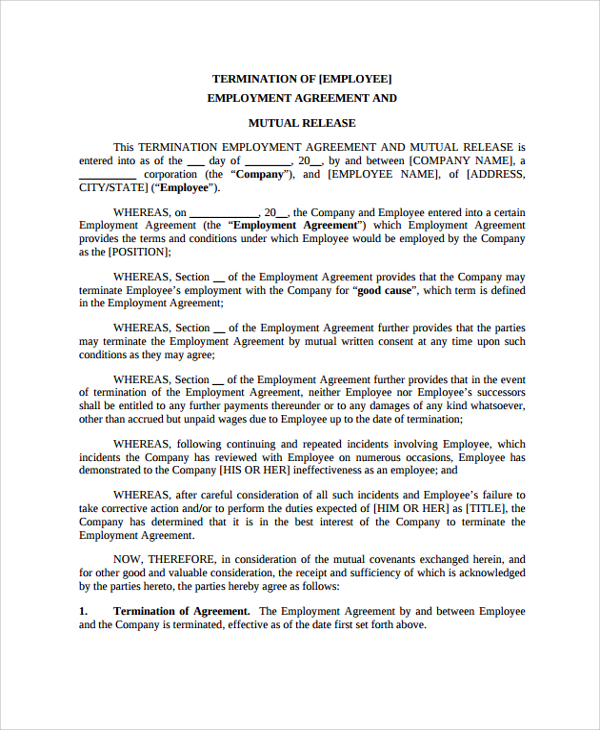 Employee Separation Agreement Template