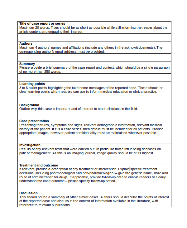 Medical Case Study Template PDF Template