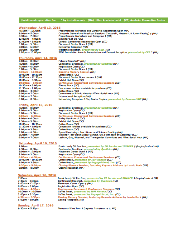 FREE 6 Sample Event Timetable Templates In PDF MS Word