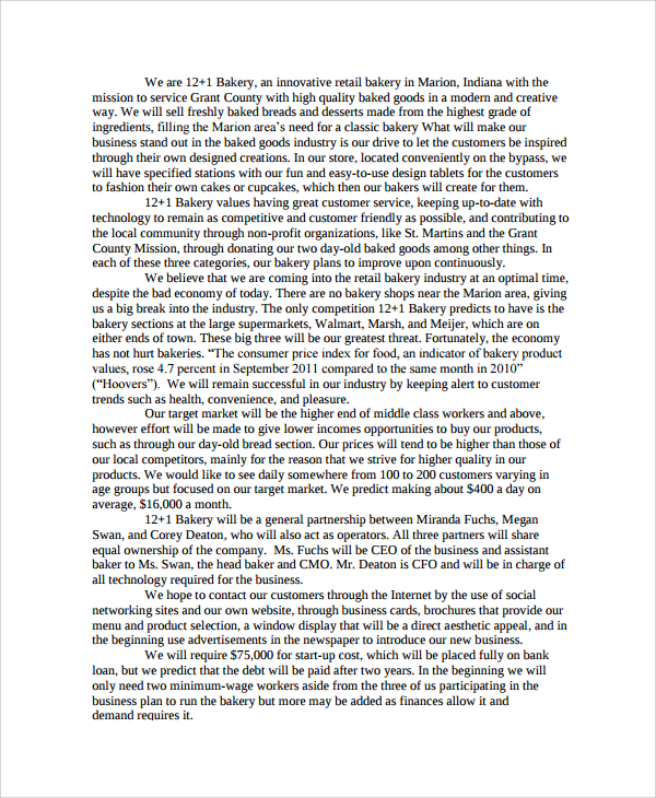 FREE 18 Sample Bakery Business Plan Templates In MS Word PDF FREE 18 Sample Bakery Business Plan Templates In MS Word PDF