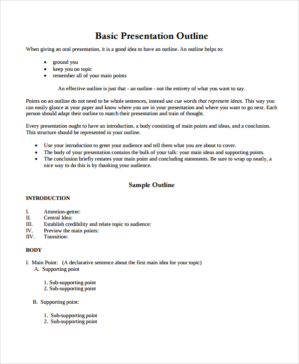 FREE 6 Sample Presentation Outline Templates In PDF
