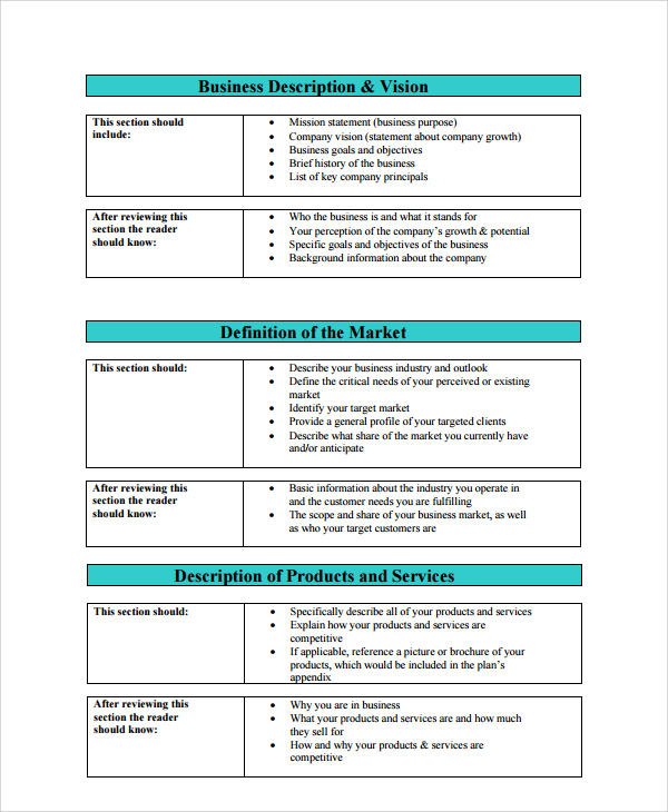 Business Plan Definition Sample