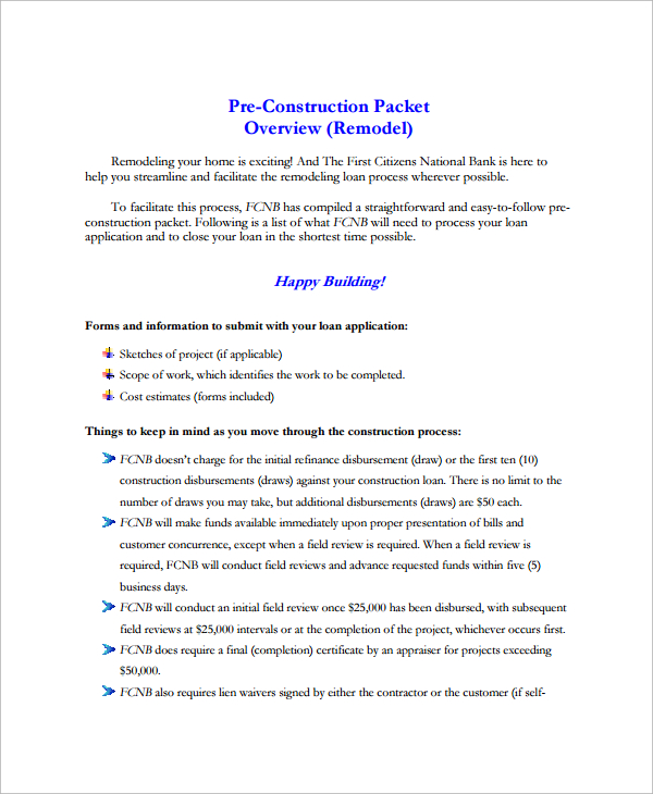 Construction Estimate Template Word DocTemplates