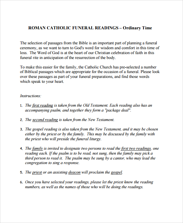FREE 19 Sample Catholic Funeral Programs In PDF PSD MS Word