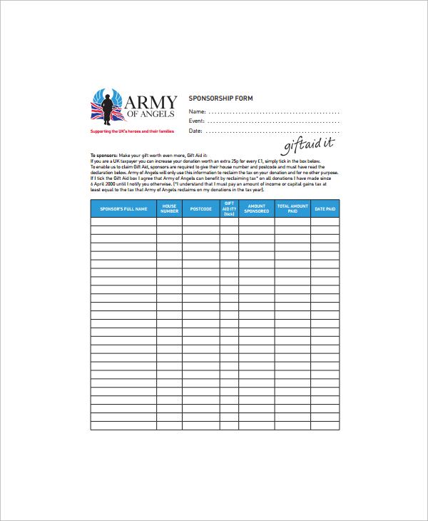 Sponsorship Form Template Word Usaubuntu