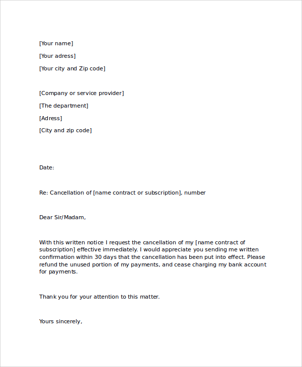 Cancellation Notice Template Prntbl concejomunicipaldechinu gov co