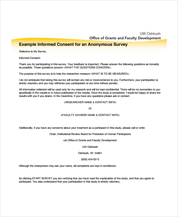 FREE 6 Sample Survey Consent Forms In PDF MS Word