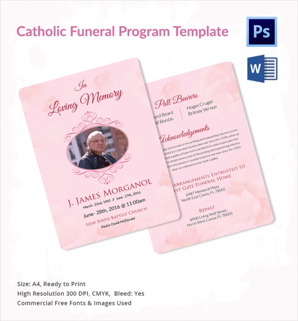FREE 19 Sample Catholic Funeral Programs In PDF PSD MS Word