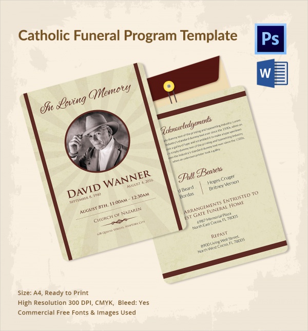 FREE 19 Sample Catholic Funeral Programs In PDF PSD MS Word