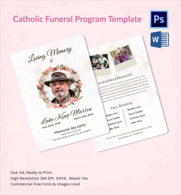 FREE 19 Sample Catholic Funeral Programs In PDF PSD MS Word
