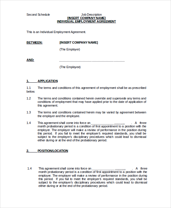 FREE 9 Sample Individual Employment Agreement Templates In PDF MS Words