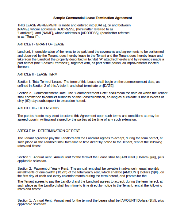 Commercial Lease Termination Agreement Template HQ Template Documents