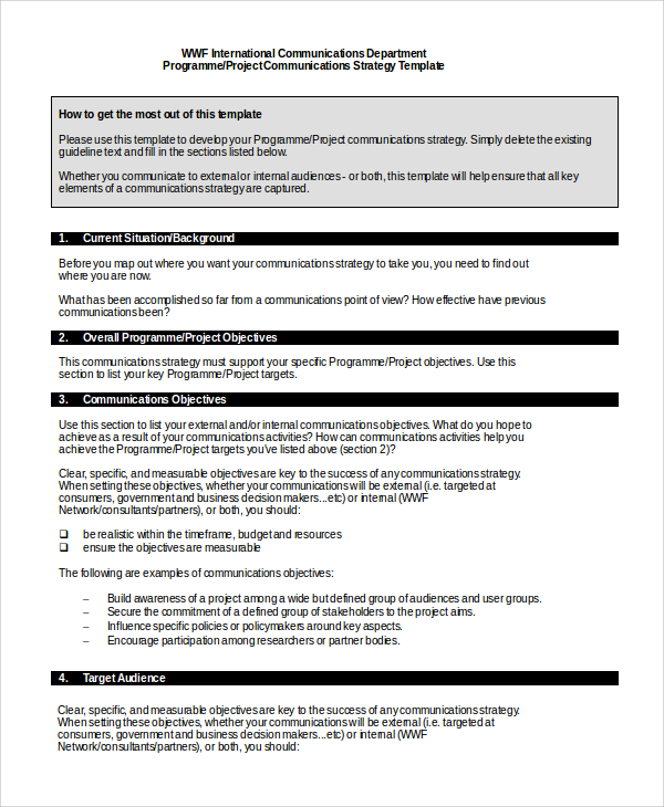 FREE 7 Sample Communication Strategy Templates In MS Word PDF