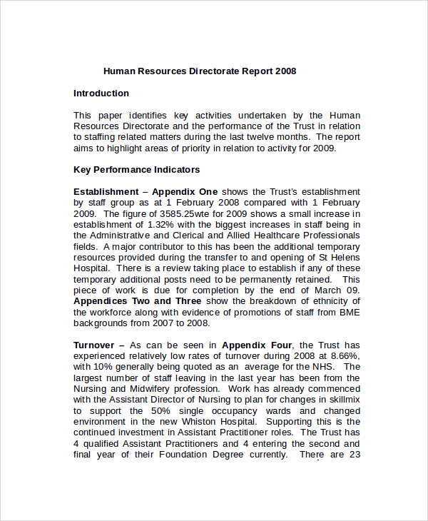 FREE 35 Sample HR Reports In MS Word PDF