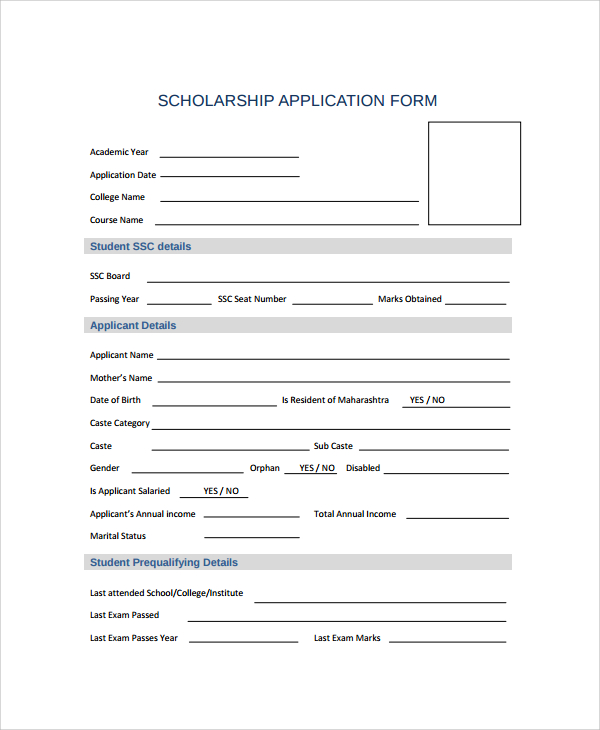 FREE 10 Sample Scholarship Forms In PDF MS Word