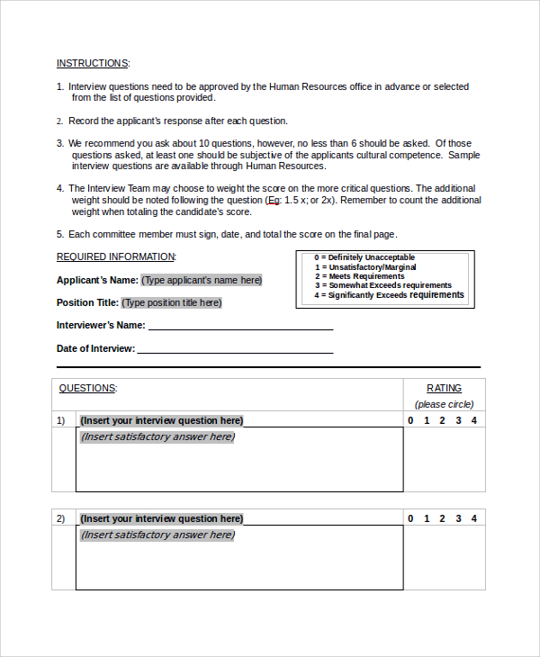 Get Job Interview Evaluation Comments Sample Most Complete Planner Sample
