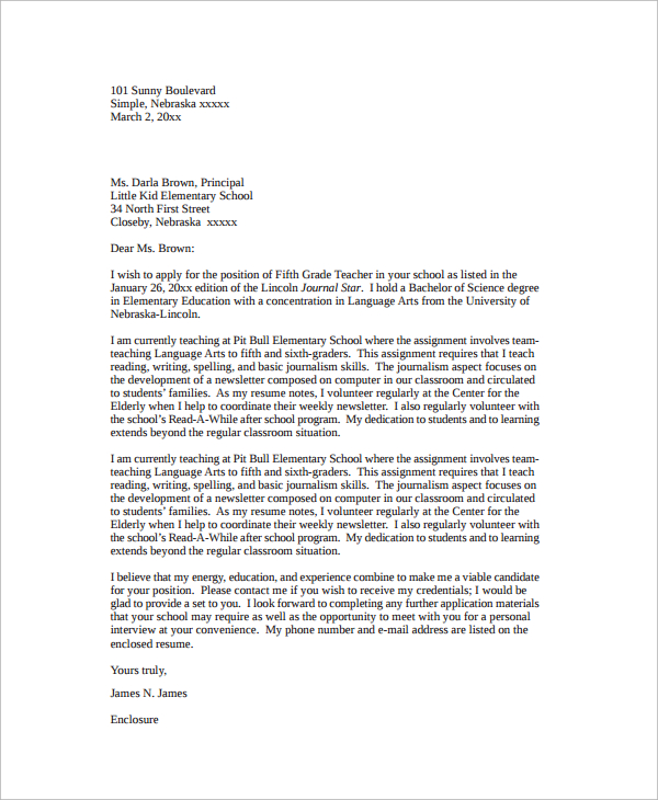 FREE 12 Teacher Cover Letter Samples In PDF MS Word Google Docs 