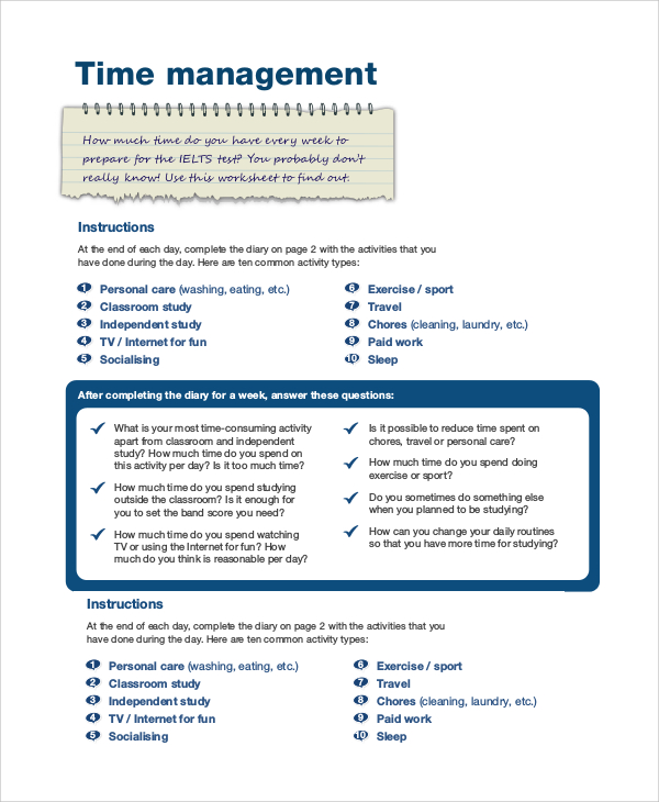 FREE 19 Sample Time Management In MS Word PDF