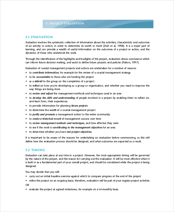 FREE 7 Sample Project Evaluation Templates In PDF Google Docs Pages MS Word