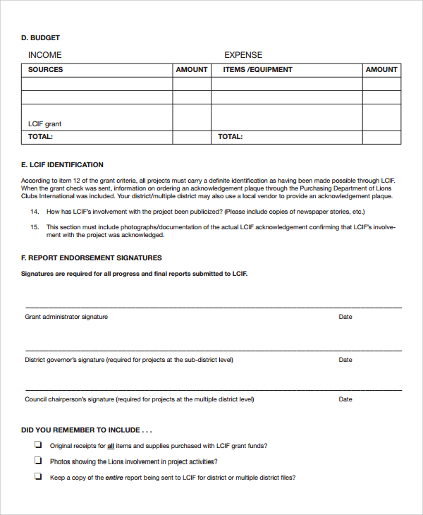 Grant Report Sample Professionally Designed Templates