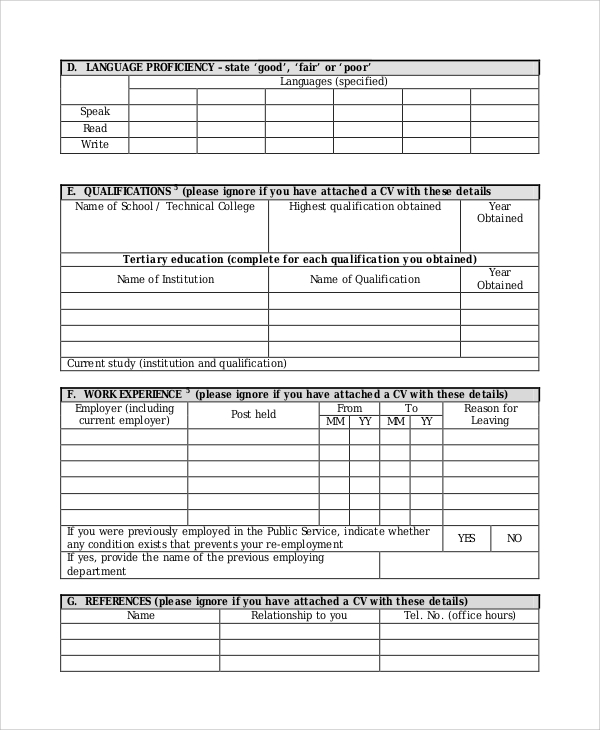 92 pdf DOWNLOAD APPLICATION FORM FOR GOVERNMENT JOB PRINTABLE HD DOCX 