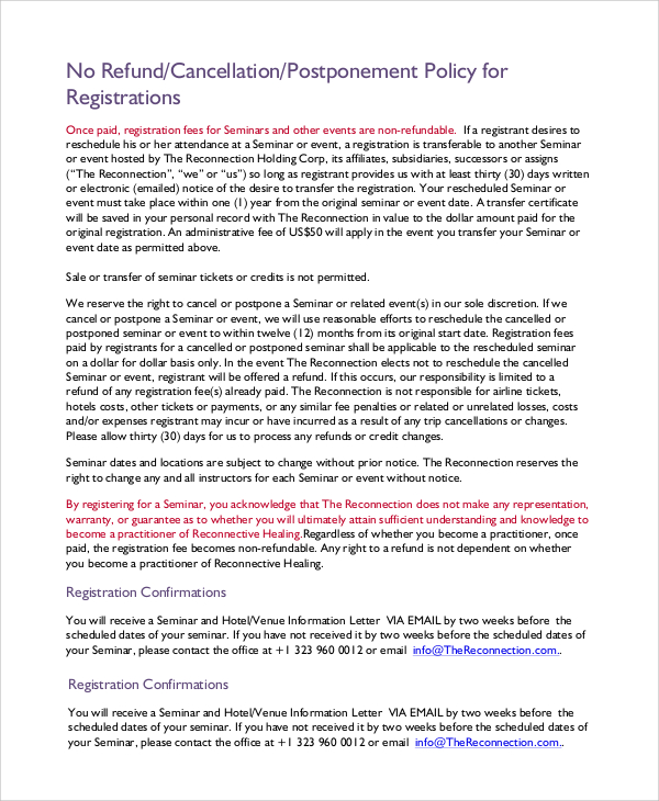 FREE 8 Sample Refund Policy Templates In MS Word PDF