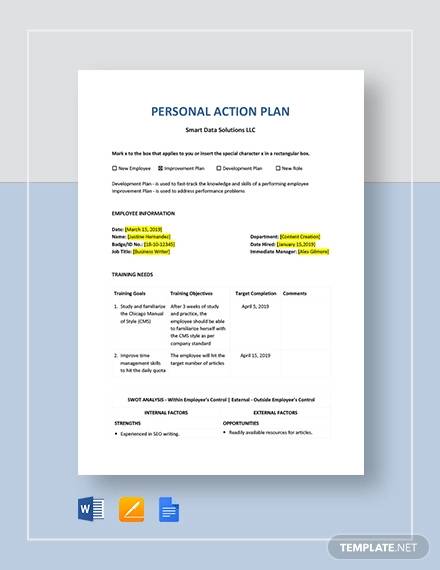 FREE 12 Sample Personal Action Plan Templates In PDF MS Word