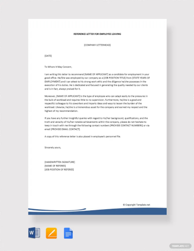 FREE 7 Sample Employee Reference Letter Templates In PDF MS Word