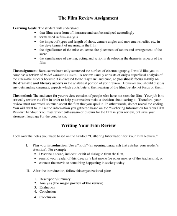 FREE 13 Sample Movie Reviews In Word PDF