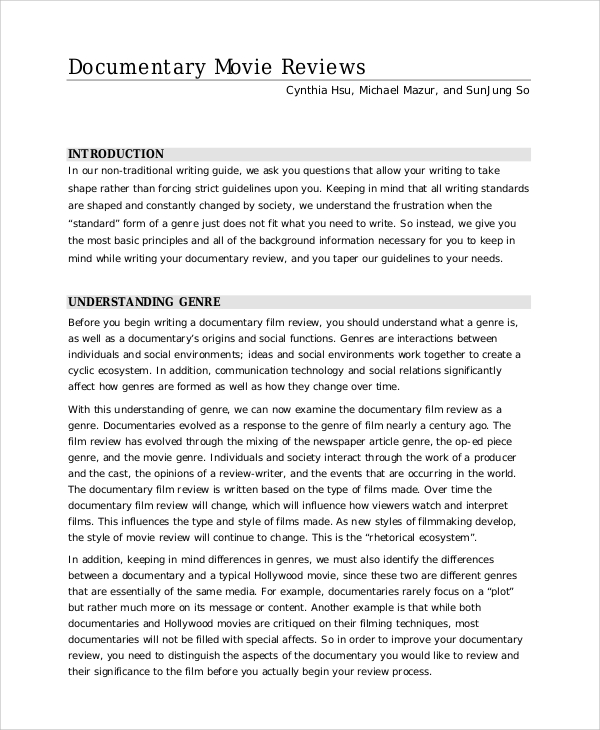 FREE 9 Sample Movie Reviews In MS Word PDF