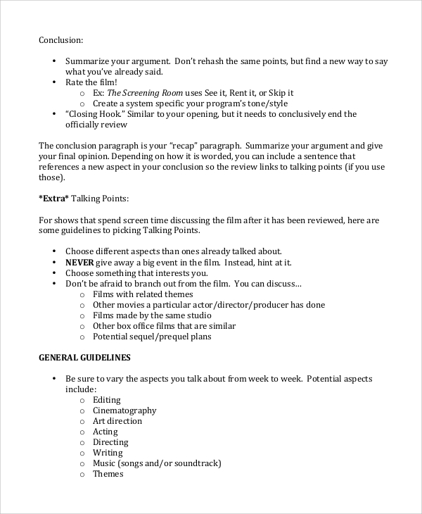 Movie Review Sample Master Of Template Document