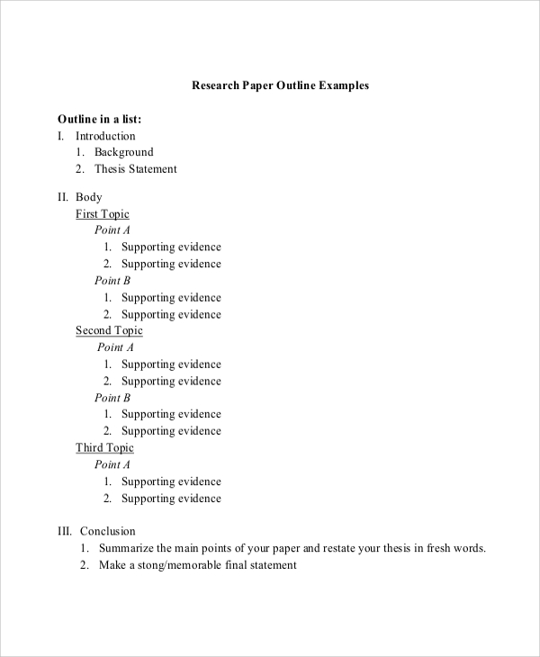 FREE 6 Sample Research Paper Outline Templates In PDF MS Word