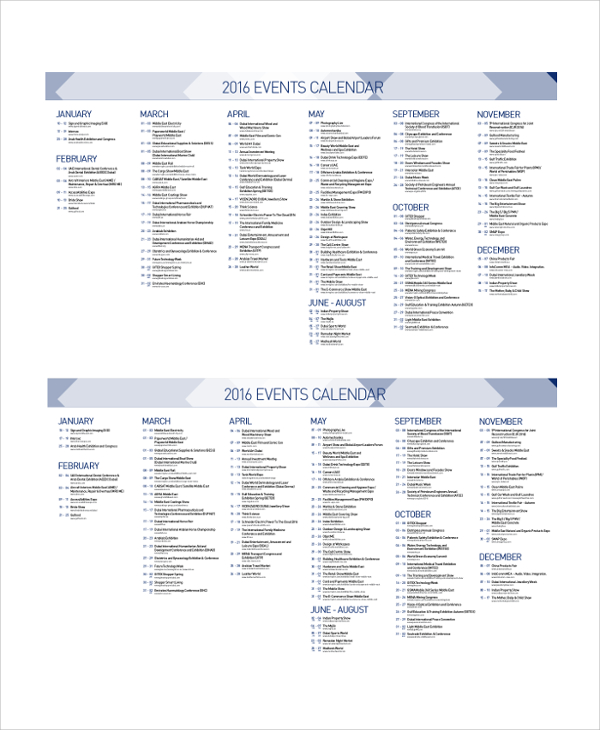 FREE 23 Sample Event Calendar Templates In PDF MS Word Google Docs