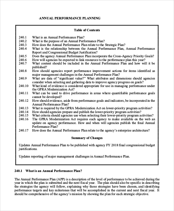 FREE 10 Sample Performance Plan Templates In MS Word PDF