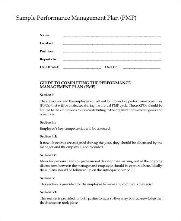FREE 10 Sample Performance Plan Templates In MS Word PDF