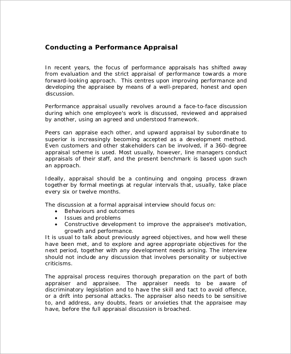 Performance Evaluation Sample Appraisee Comments For Performance 