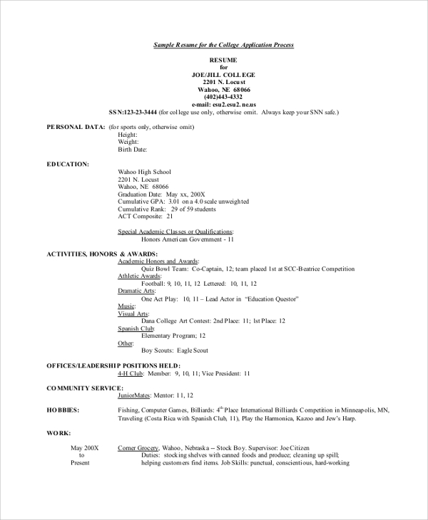 FREE 8 College Resume Templates In PDF MS Word