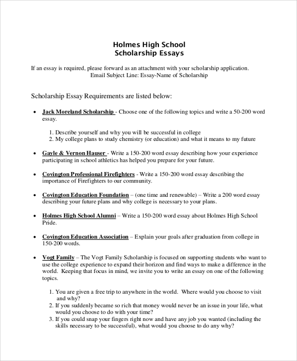 FREE 7 Sample Scholarship Essay Templates In PDF MS Word