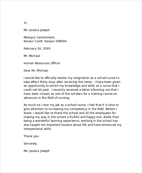 Cna Resignation Letter To Prn Sample Resignation Letter