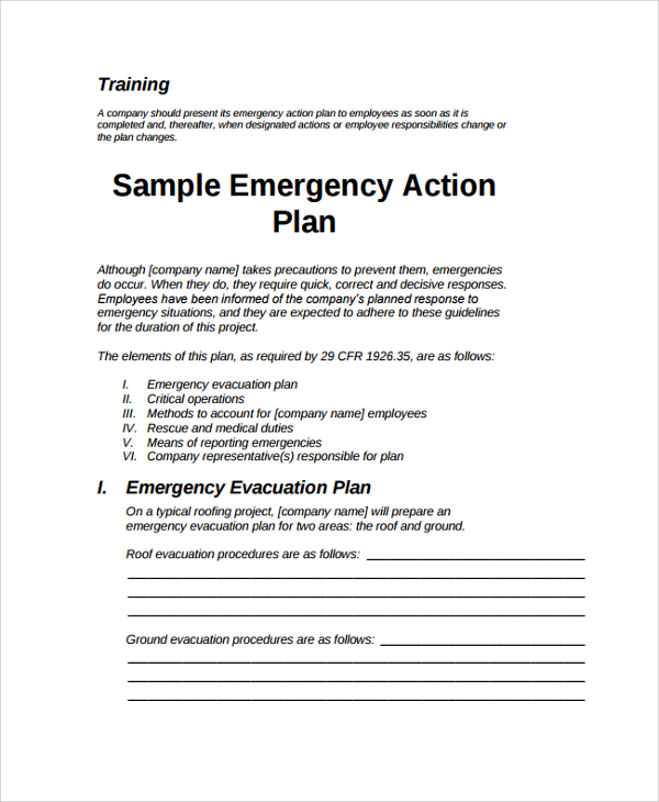 Free Emergency Action Plan Template