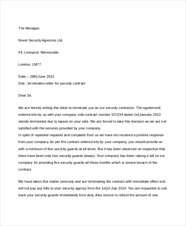 Client Termination Letter Template