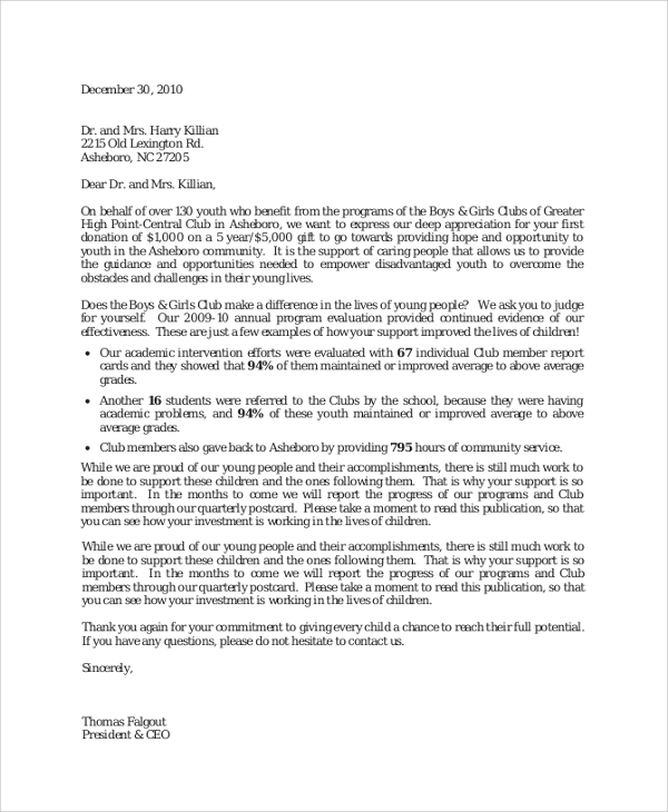 FREE 7 Sample Donation Thank You Letter Templates In PDF MS Word