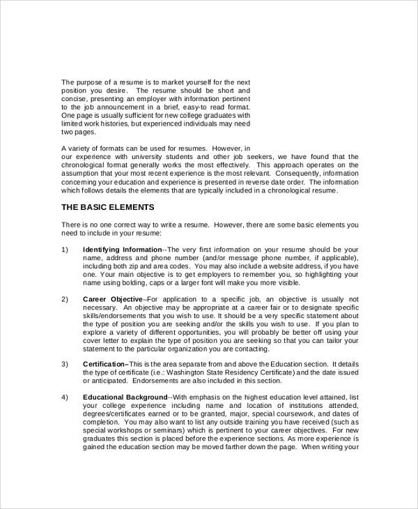 Sample Resume Objective Statements For College Students Classles 