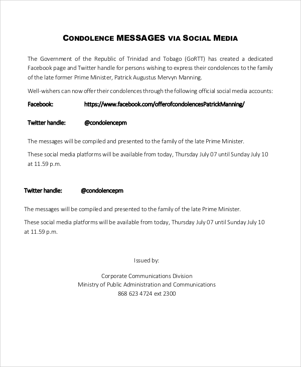  How To Write Condolence Message Sample PDF Template