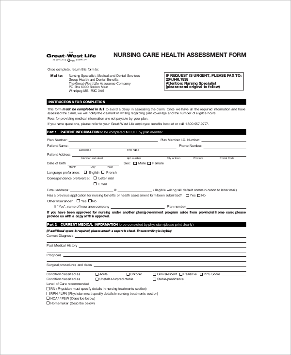 FREE 7 Sample Nursing Assessment Forms In PDF MS Word